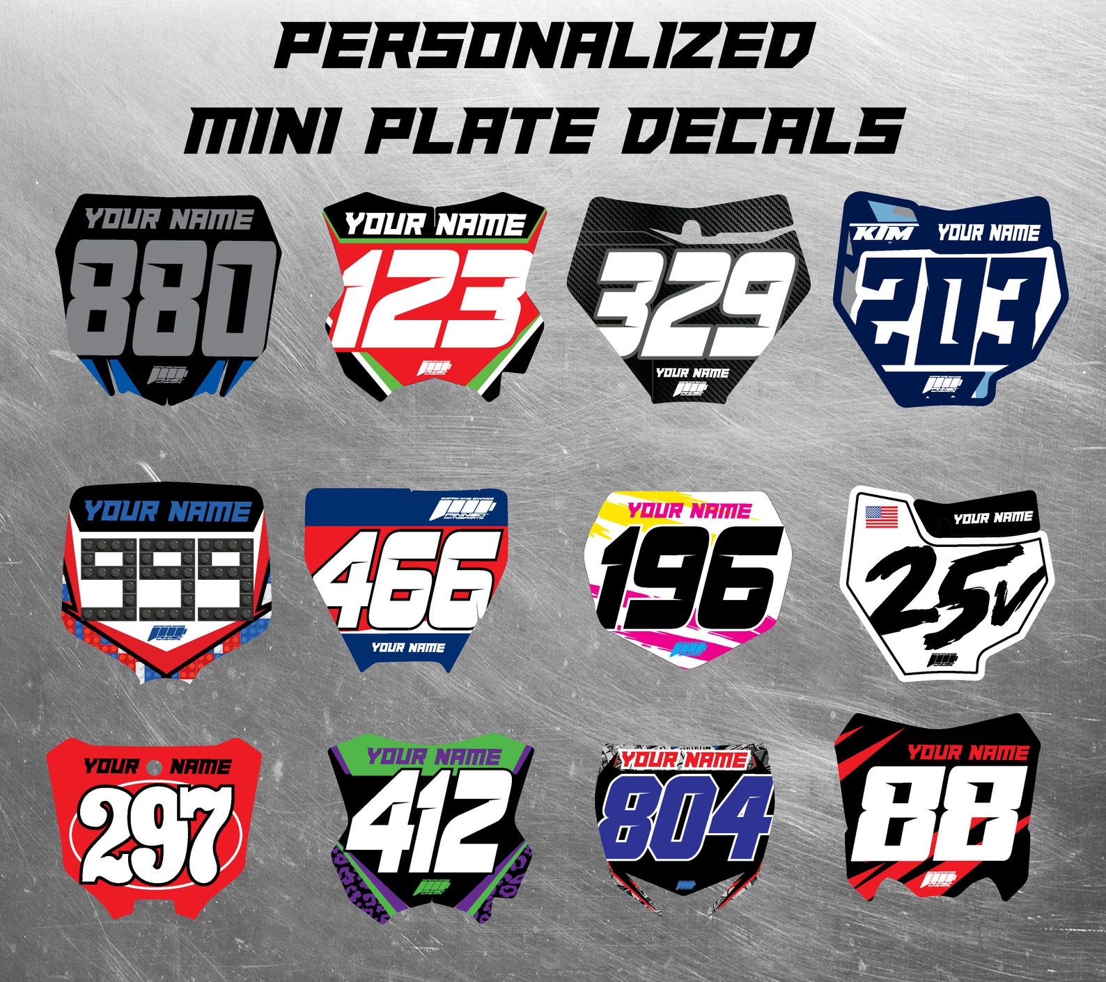 Mini Plate Decals Custom Name Number Plate Decal Motocross - Etsy