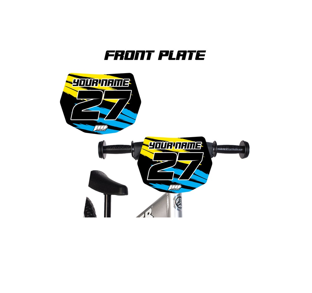 Personalized Balance Bike Front Plate Decals, Name Number Plate Decals ...