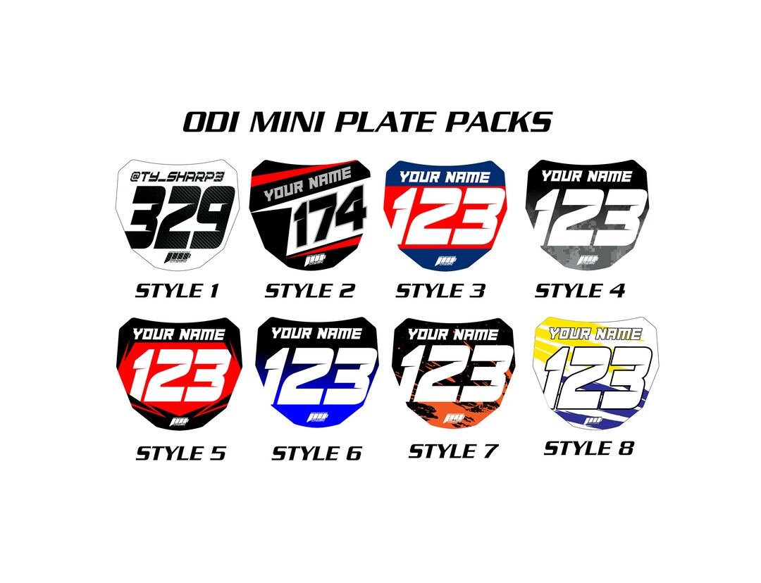 Personalized 4" ODI Downhill Mini Plate Decals: Custom Number & Name ...