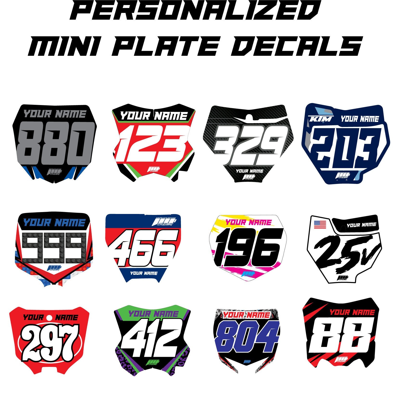 4 Custom Mini Plate Decals Custom Name Number Plate Decal Etsy UK