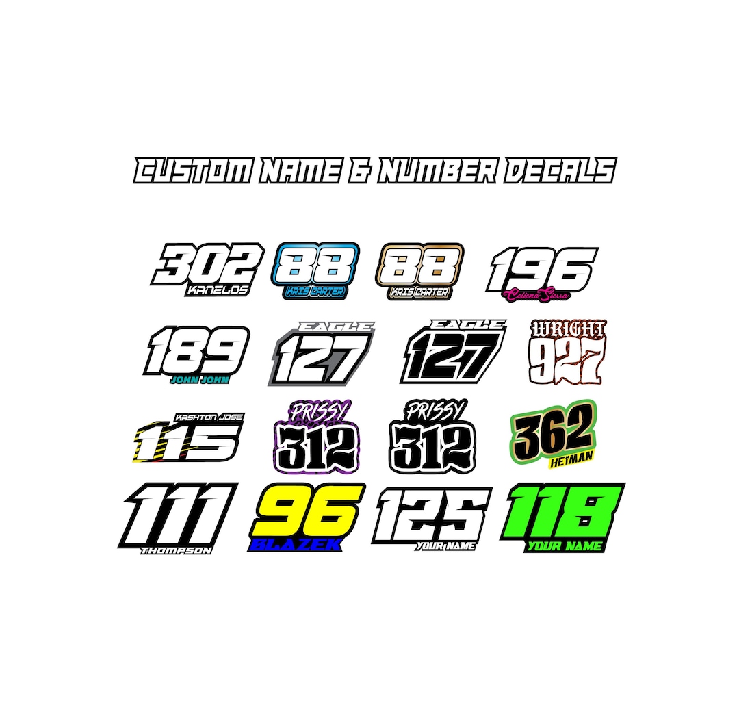 Custom Name & Number Decal Set | Waterproof Durable Decals | Fast ...