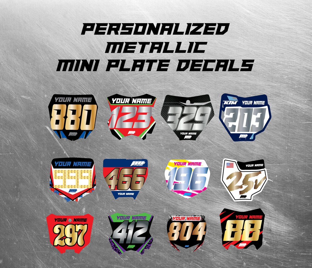 Metallic Mini Plate Decals, Metallic Number Plate Decal, Motocross ...