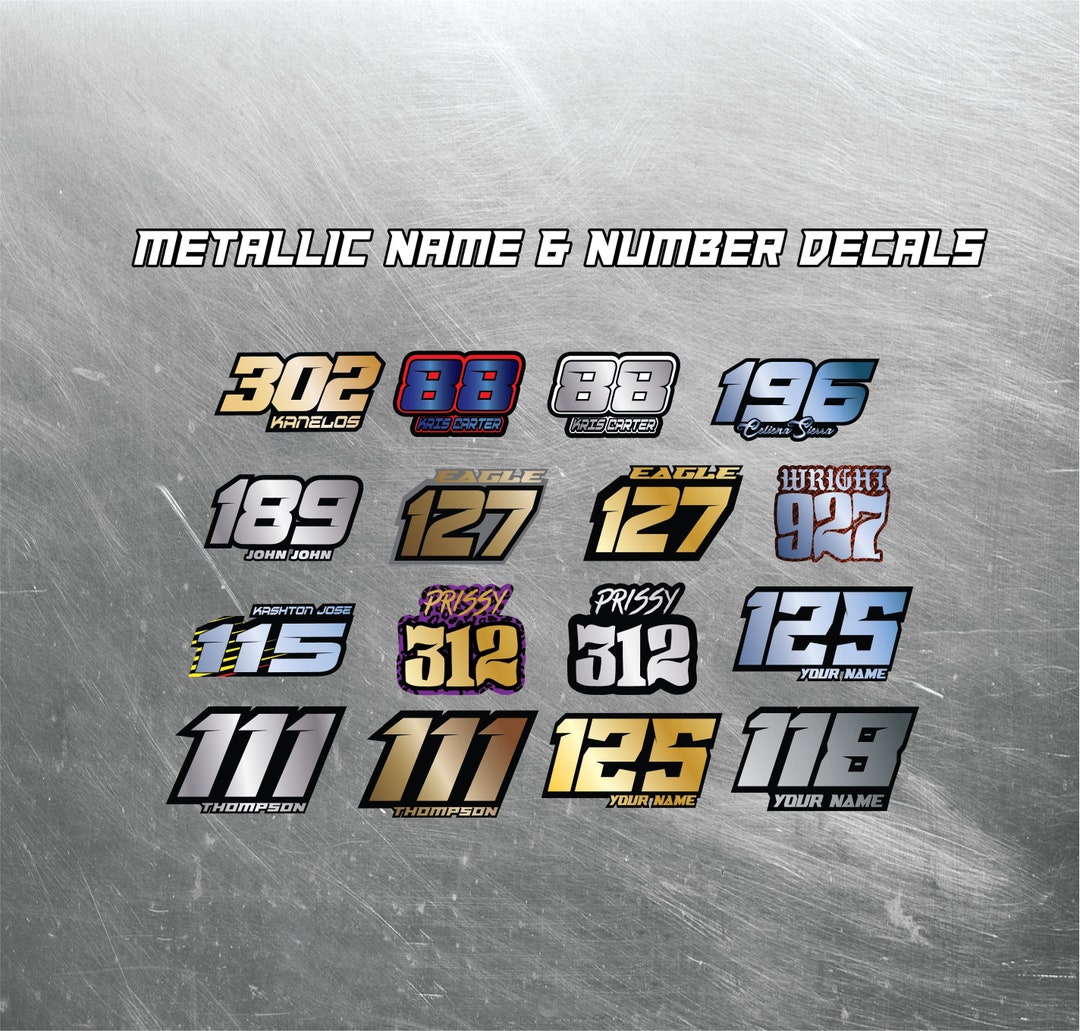 Metallic Name & Number Decals, Metallic Waterproof Metallic Stickers ...