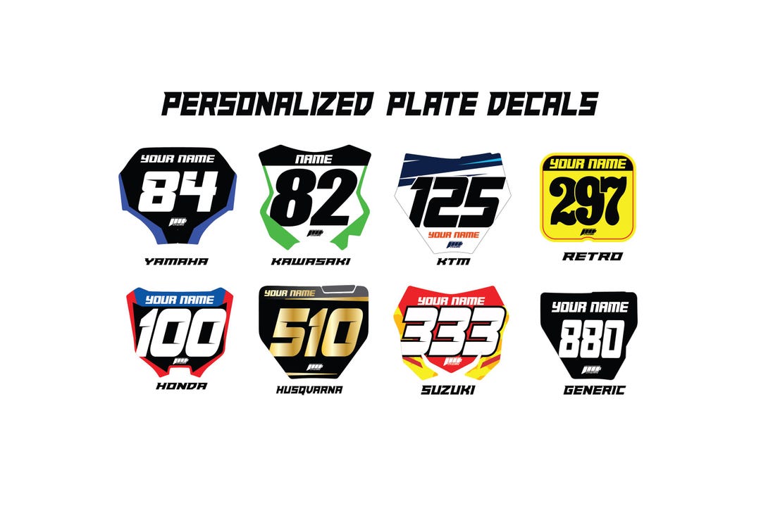 Personalized Motocross Number Plate Decals | Custom Mini Plates - Etsy