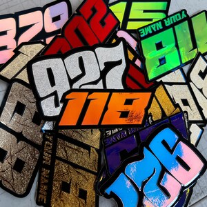 Custom Metallic Number Decals: Durable Number Decals | Holographic ...