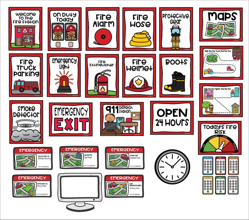 Preschool Dramatic Play Fire Station Signs & Props - Etsy