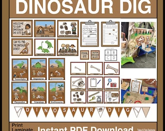 Dinosaur Dig Dramatic Play & Printable Worksheets - Etsy