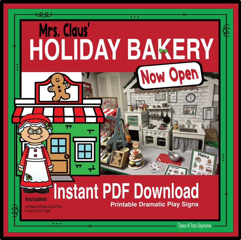 Mrs Claus Holiday Bakery Dramatic Play - Etsy