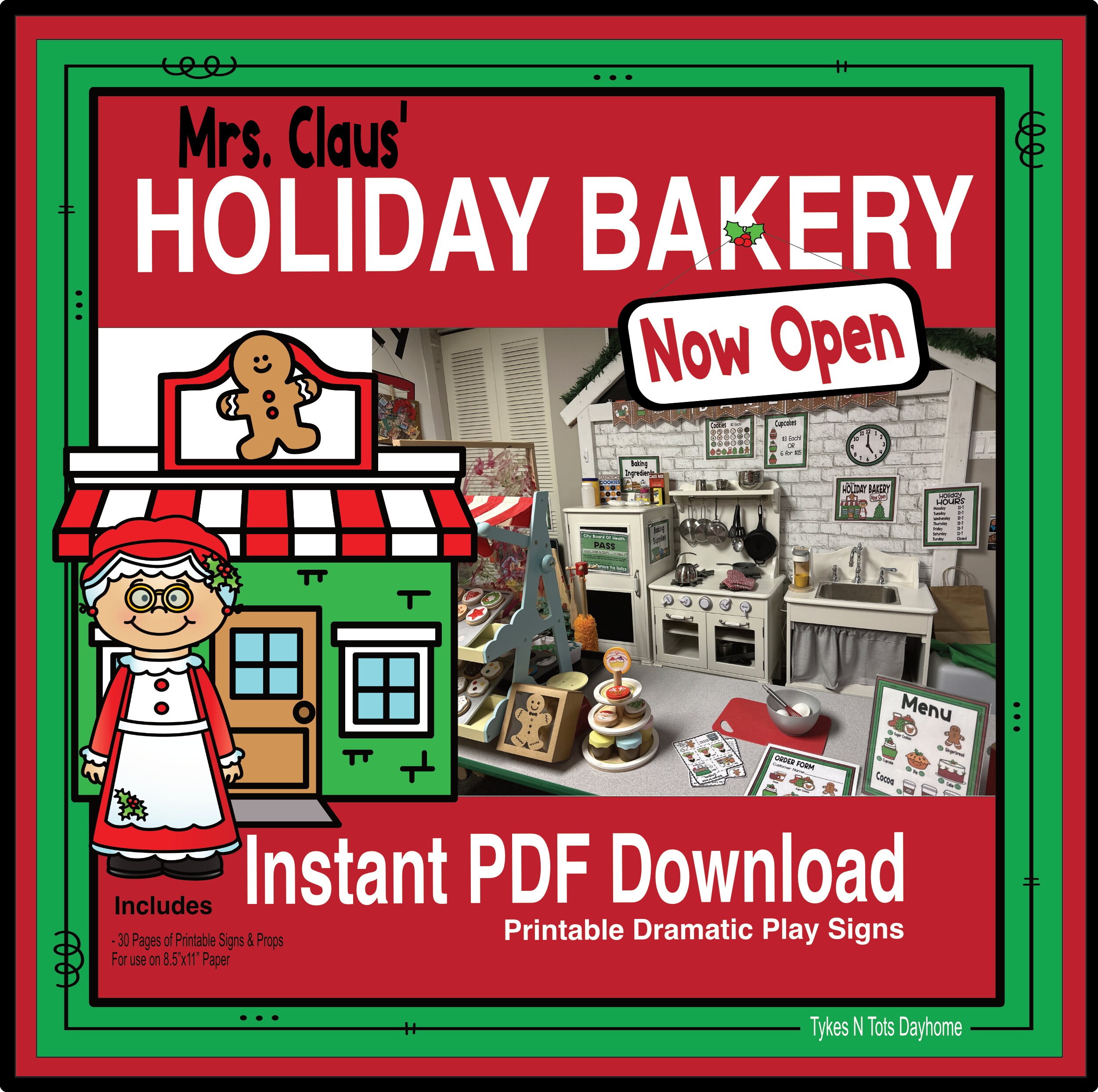 Mrs Claus Holiday Bakery Dramatic Play - Etsy