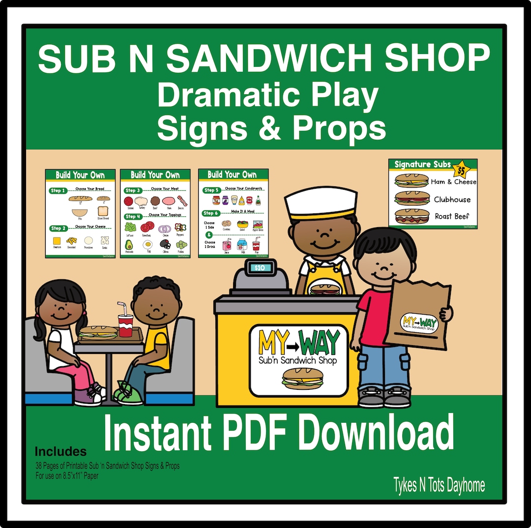 Sub N Sandwich Dramatic Play - Etsy