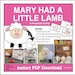 Mary Had A Little Lamb - Preschoool Theme Activity - Etsy