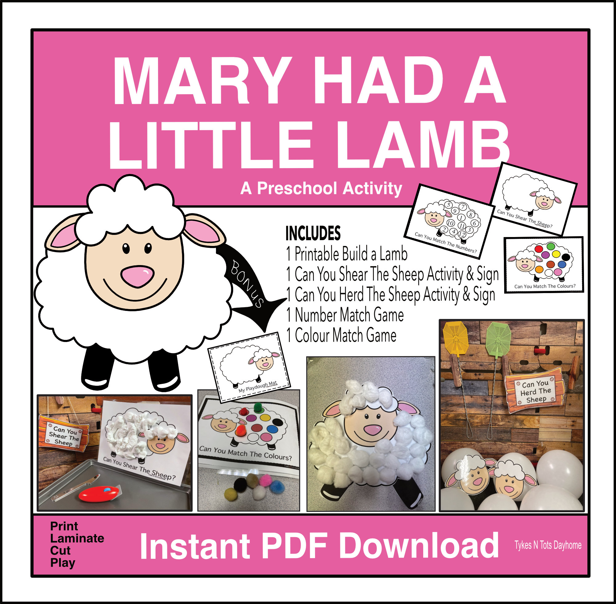 Mary Had A Little Lamb - Preschoool Theme Activity - Etsy