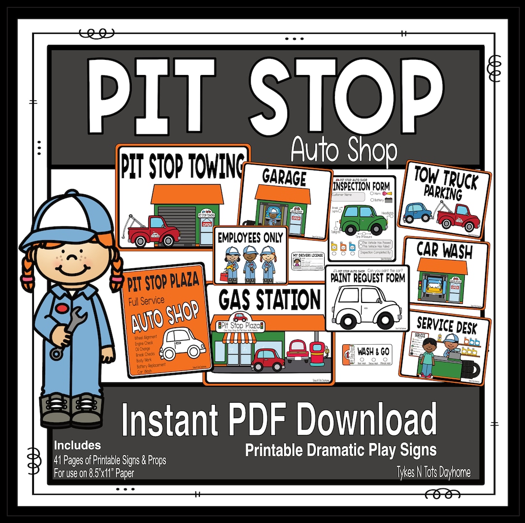 Pit Stop Auto Shop / Car Wash Dramatic Play - Etsy