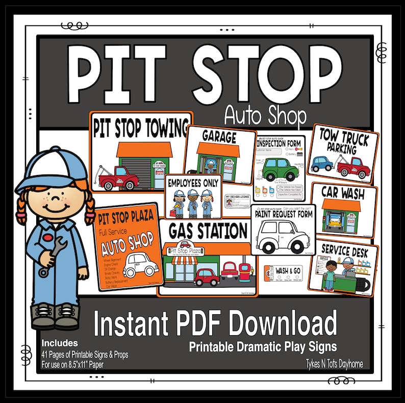 Pit Stop Auto Shop / Car Wash Dramatic Play - Etsy