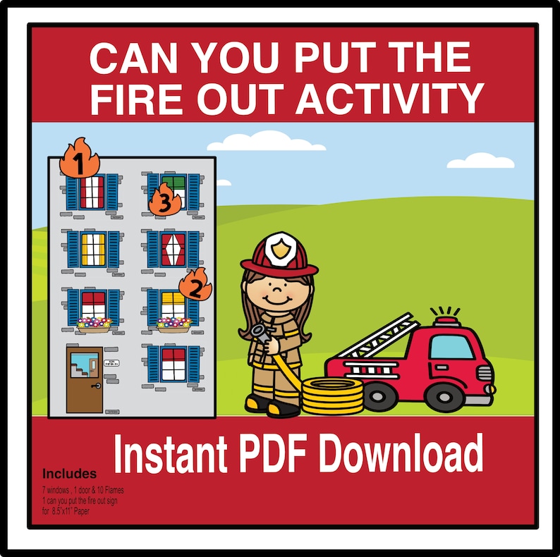 Can You Put the Fire Out - Preschool Fire Fighter Activity - Etsy