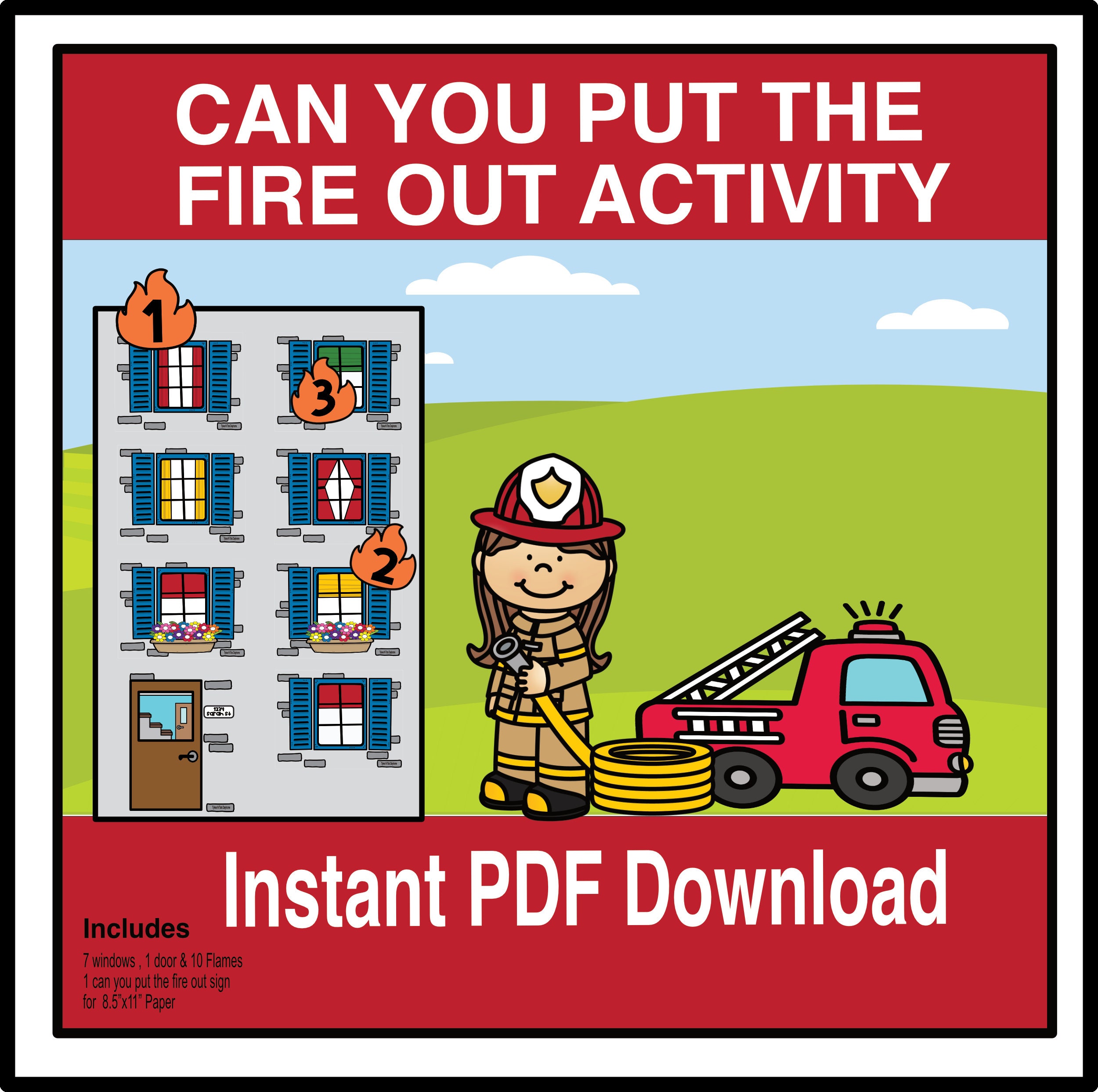 Can You Put the Fire Out - Preschool Fire Fighter Activity - Etsy