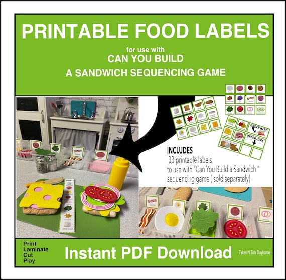 Printable Food Labels for Can You Build a Sandwich - Etsy