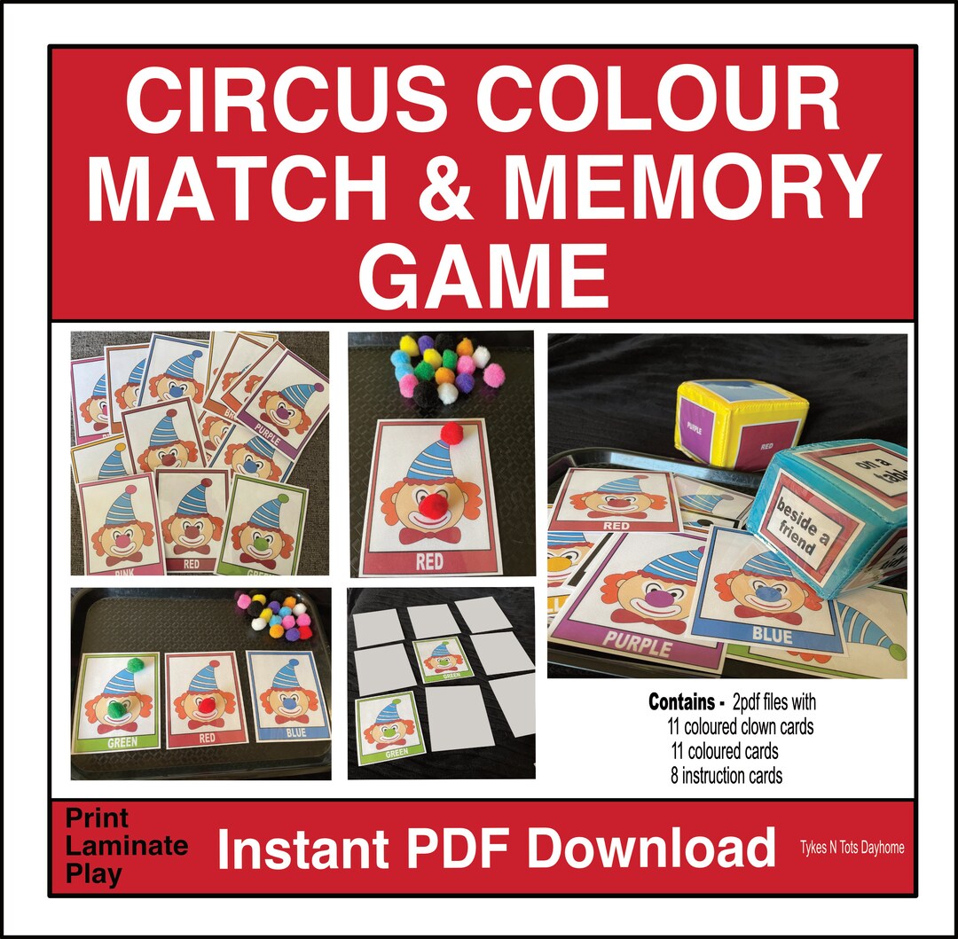 Circus Colour Match & Memory Game - Etsy