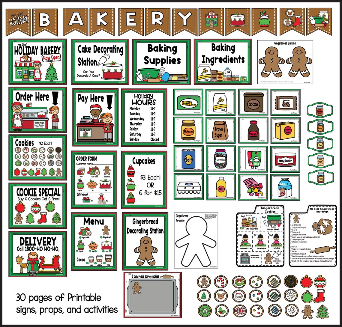 Mrs Claus Holiday Bakery Dramatic Play - Etsy