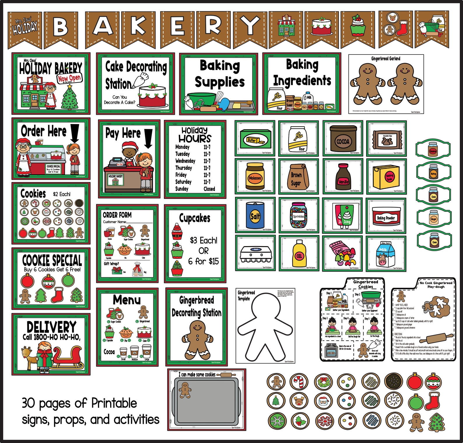 Mrs Claus Holiday Bakery Dramatic Play - Etsy