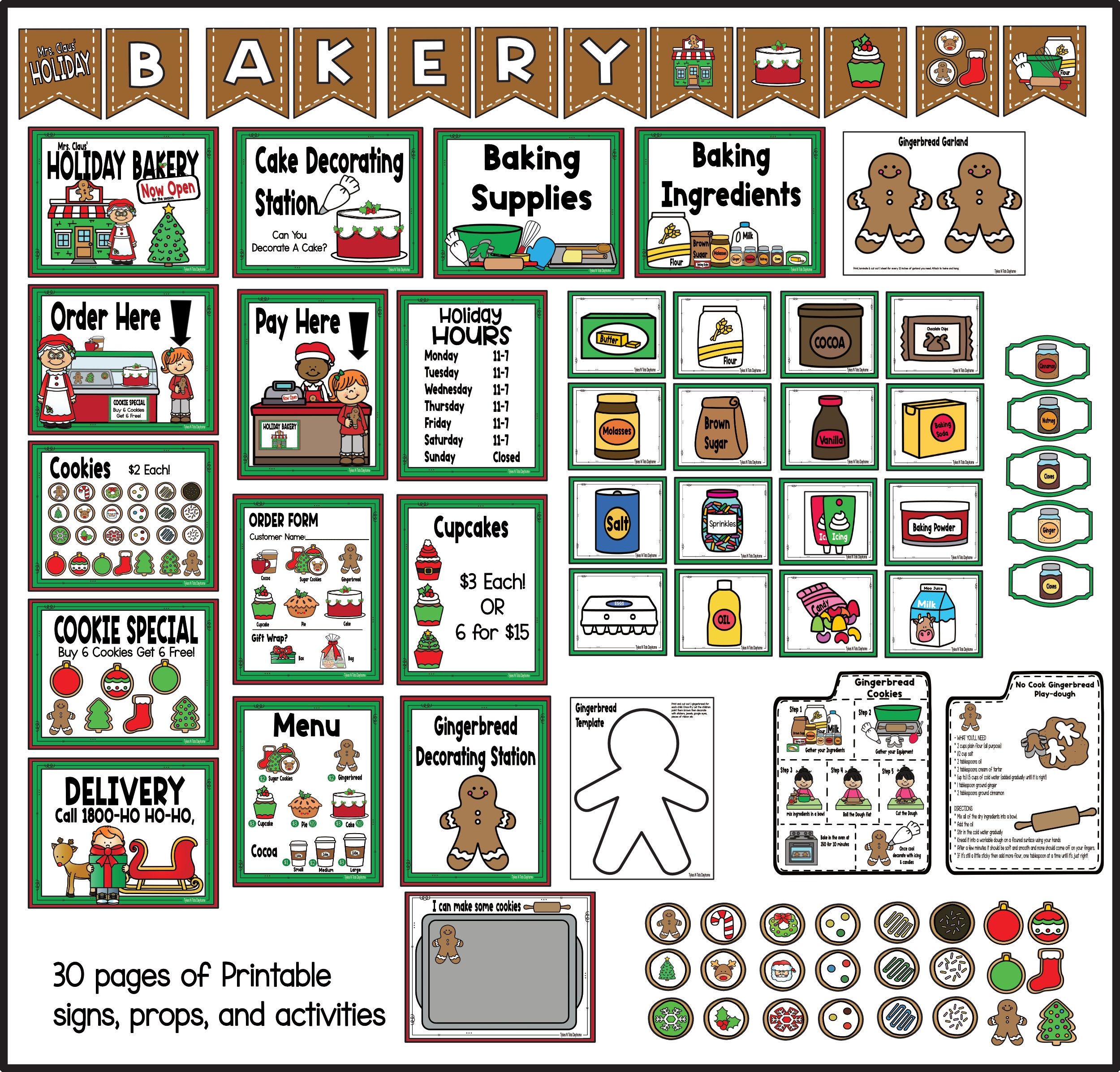 Mrs Claus Holiday Bakery Dramatic Play - Etsy