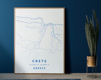 Crete Map Wall Art - Etsy