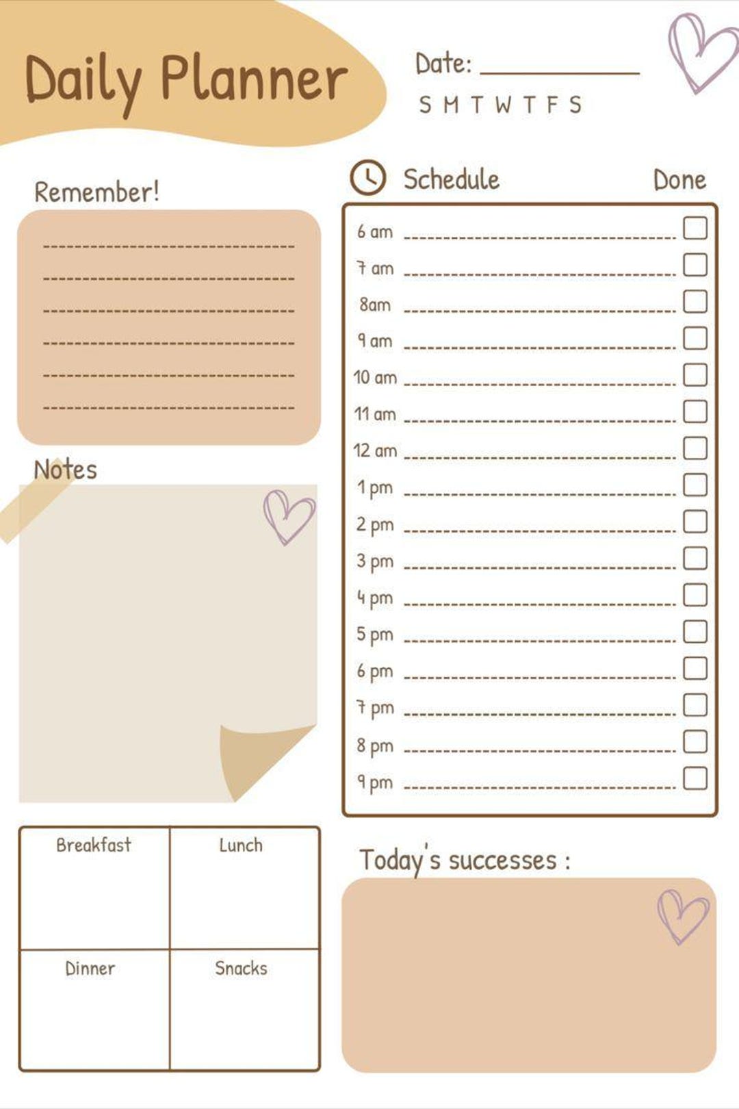 Daily Planner Printable PDF | Adhd-friendly Daily Schedule + To-do ...