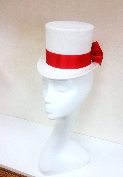 Wedding Top Hat With a Bow at the Back. Red and White - Etsy
