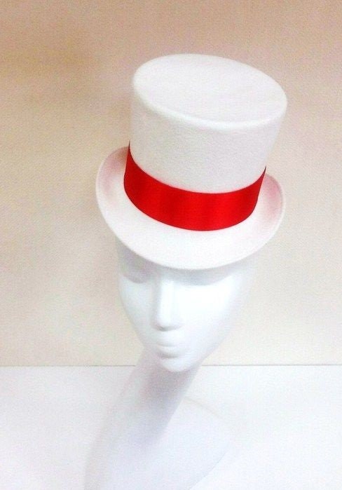 Wedding Top Hat With a Bow at the Back. Red and White - Etsy