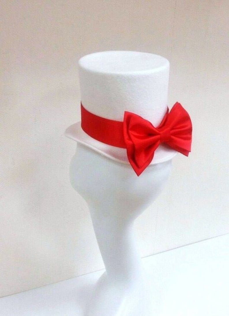 Wedding Top Hat With a Bow at the Back. Red and White - Etsy