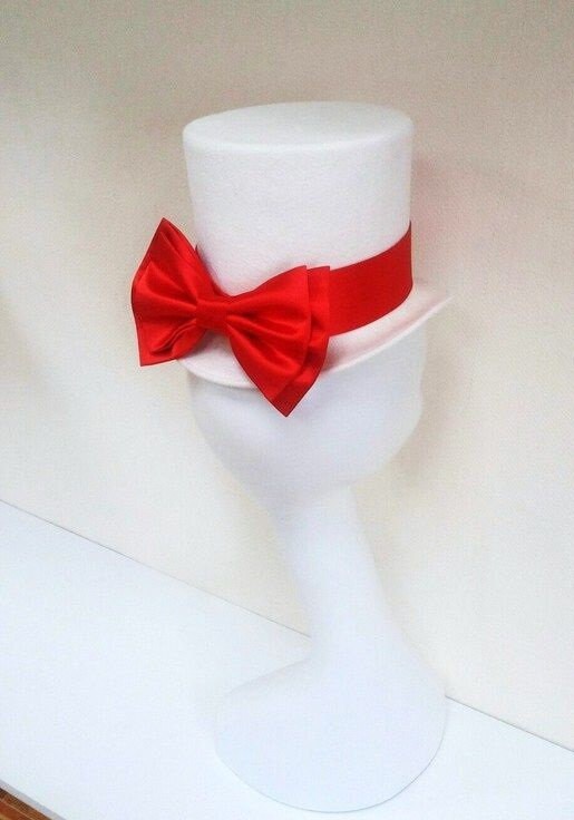 Wedding Top Hat With a Bow at the Back. Red and White - Etsy