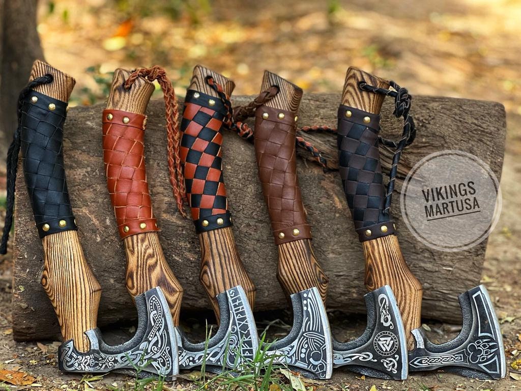 15 Axes Set Handmade Vikings Gift Carbon Steel Axe With Ash Wood Handle ...