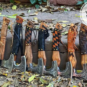 Five Axes Set Vikings Gift Forged Carbon Steel Axe With Ash Wood Handle ...