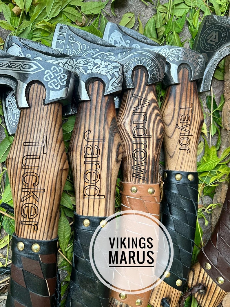 15 Axes Set Handmade Vikings Gift Carbon Steel Axe With Ash Wood Handle ...