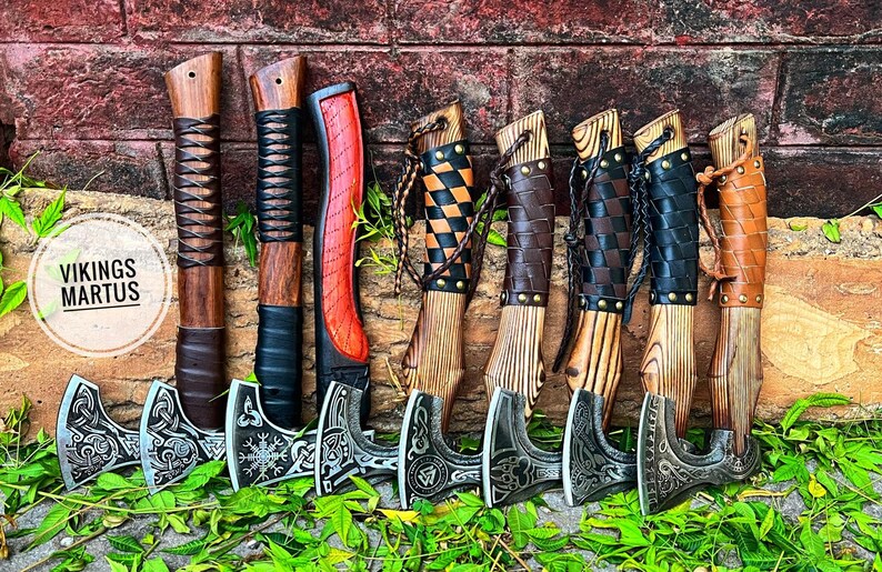 15 Axes Set Handmade Vikings Gift Carbon Steel Axe With Ash Wood Handle ...