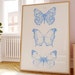 Blue Butterfly Downloadable Print, Trendy Blue Digital Prints, Preppy ...