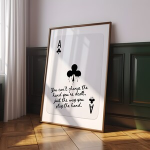 Playing Card Quote Print Trendy Wall Art Retro Ace Clubs Wall Print ...