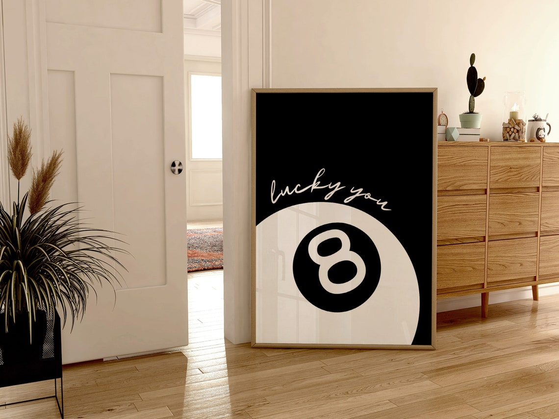 Lucky You Magic 8 Ball Poster Print, Trendy Retro Art, Preppy Girly ...