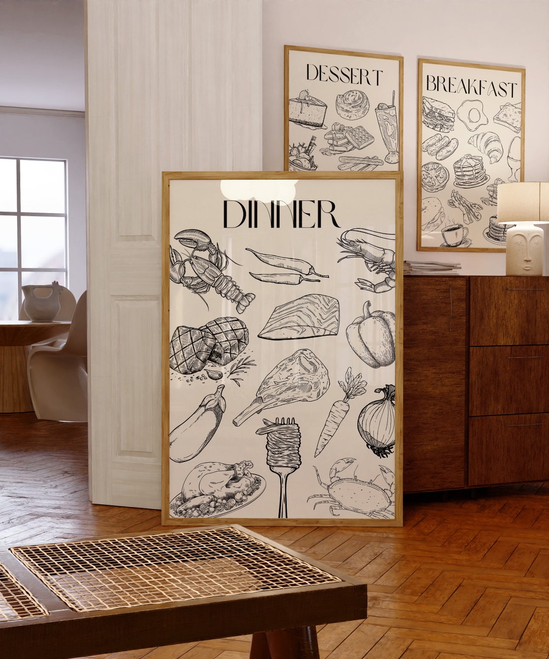 Dinner Poster, Food Print, Kitchen Ingredients Print, Food Art Print ...