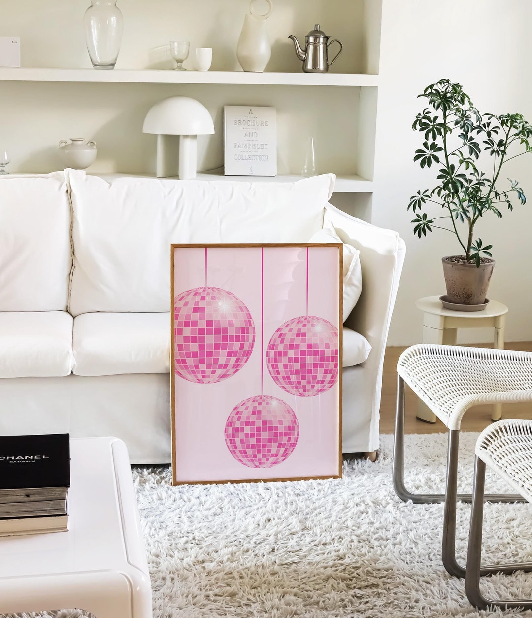 Pink Disco Ball Print, Trendy Pink Girly Art, Pink Wall Prints, Preppy ...