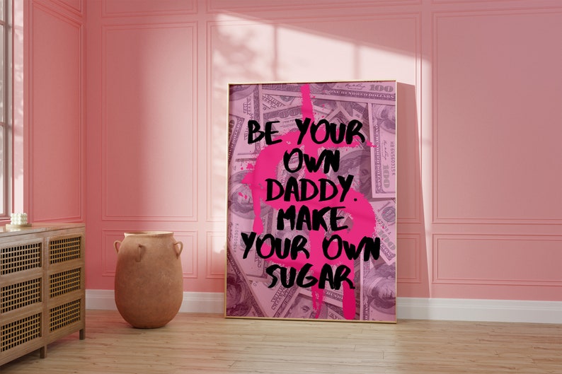 Pink Graffiti Wall Art, Pink Money Picture, Money Art, Trendy Apartment ...