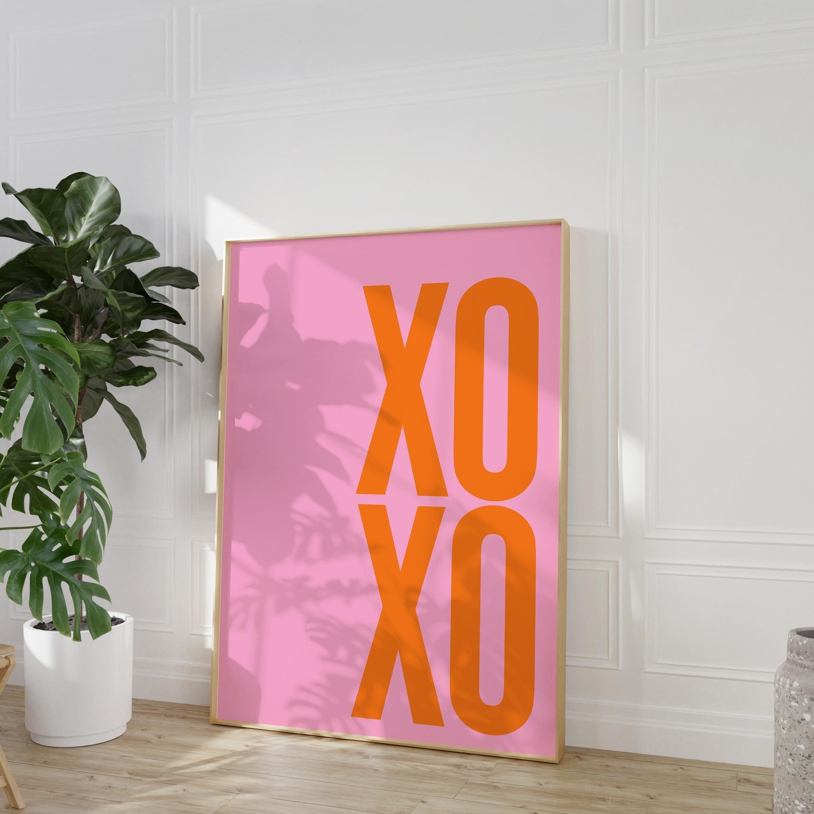 XOXO Pink Orange Print, Trendy Girly Printable Art, Dorm Room Decor ...