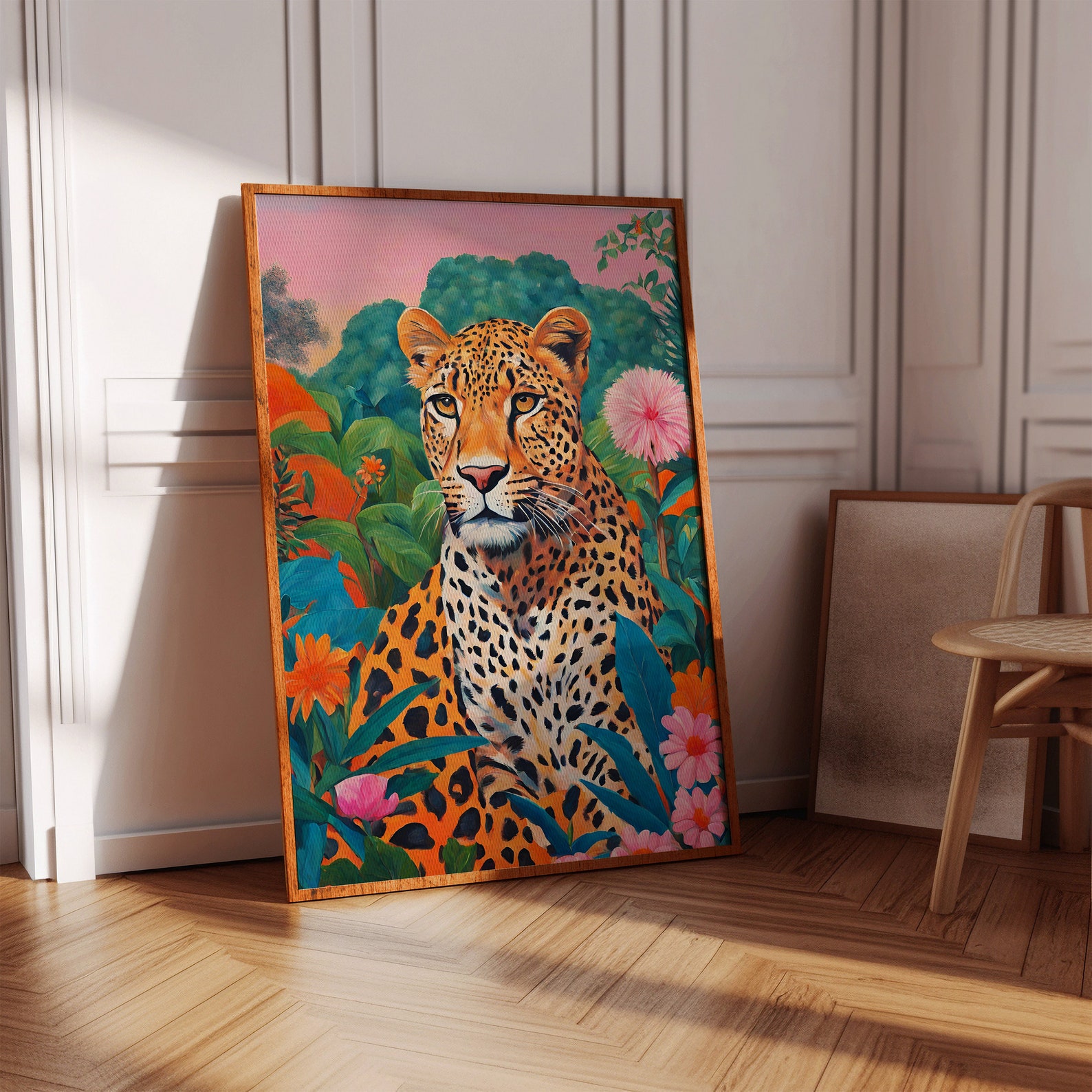 Funky Leopard Botanical Jungle Print Wall Art - Digital Download - Etsy