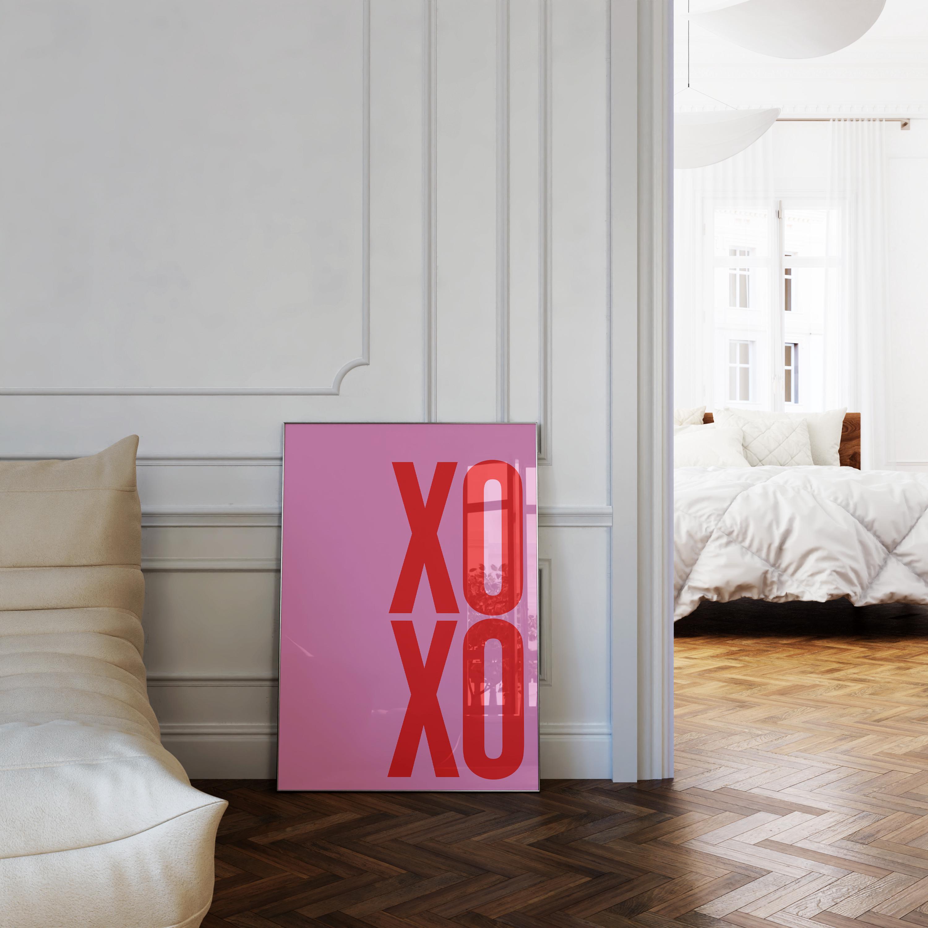 XOXO Pink Print, Trendy Girly Printable Art, Dorm Room Decor, Pink Red ...