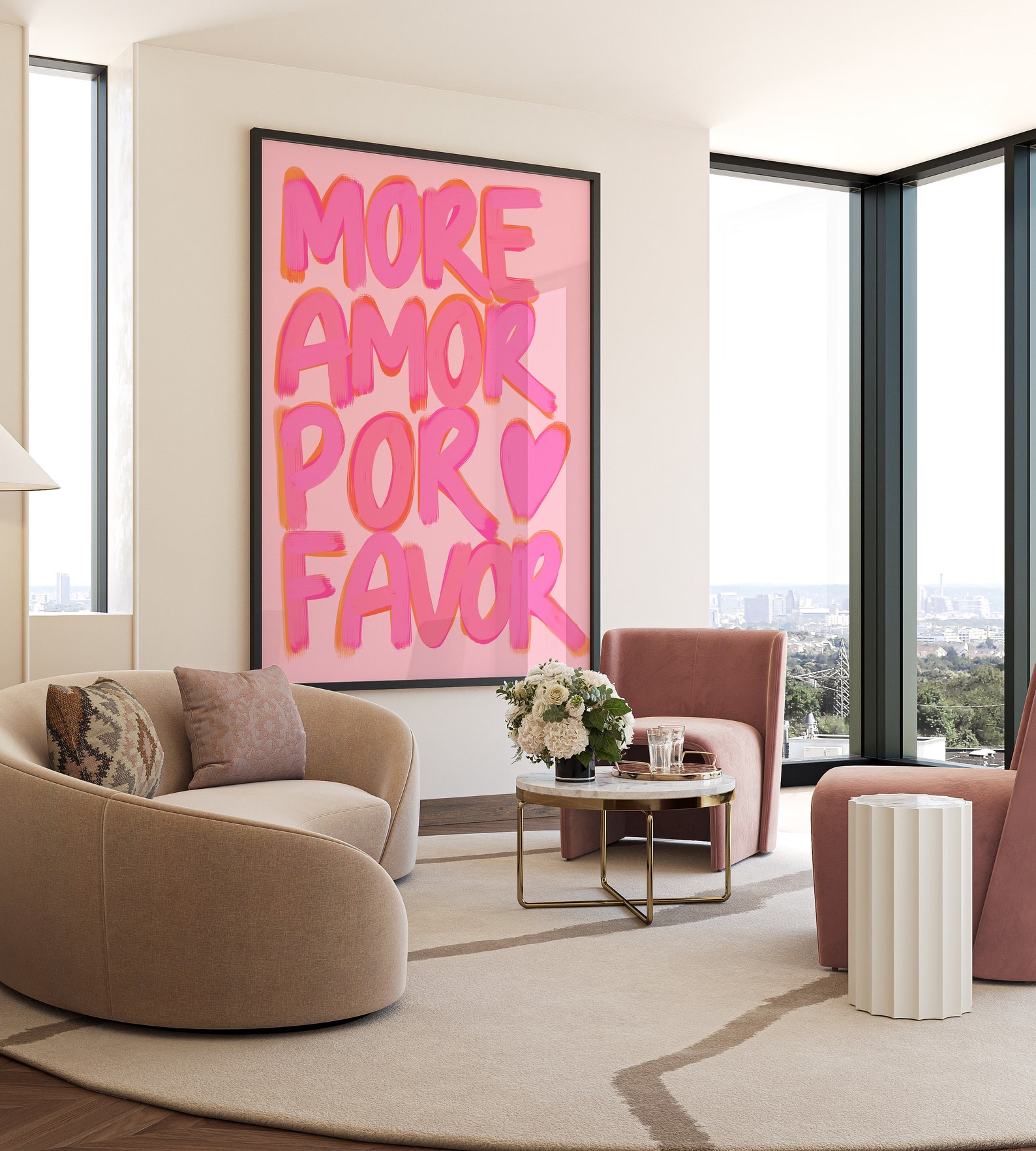 More Amor Por Favor Pink Print, Trendy Pink Girly Wall Art, Bedroom ...