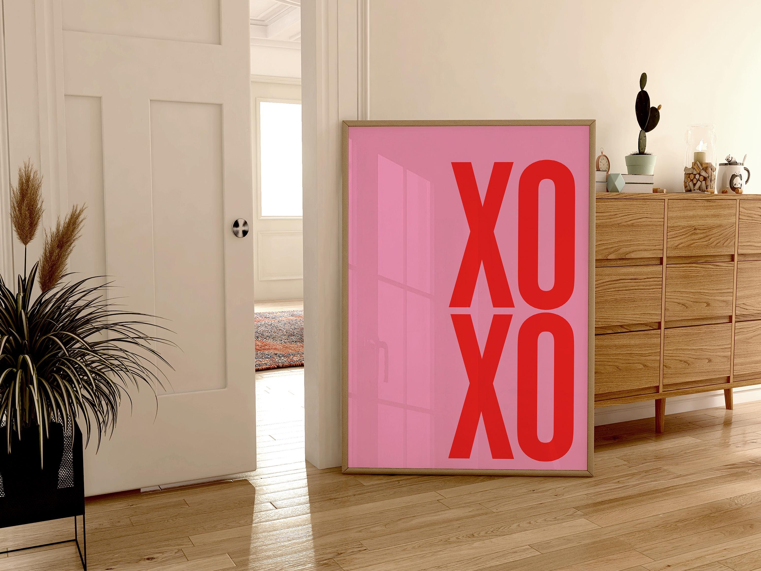 XOXO Pink Print, Trendy Girly Printable Art, Dorm Room Decor, Pink Red ...