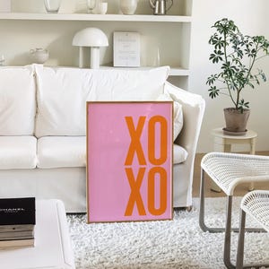 XOXO Pink Orange Print, Trendy Girly Printable Art, Dorm Room Decor ...
