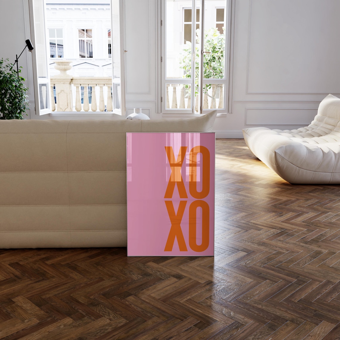 XOXO Pink Orange Print, Trendy Girly Printable Art, Dorm Room Decor ...
