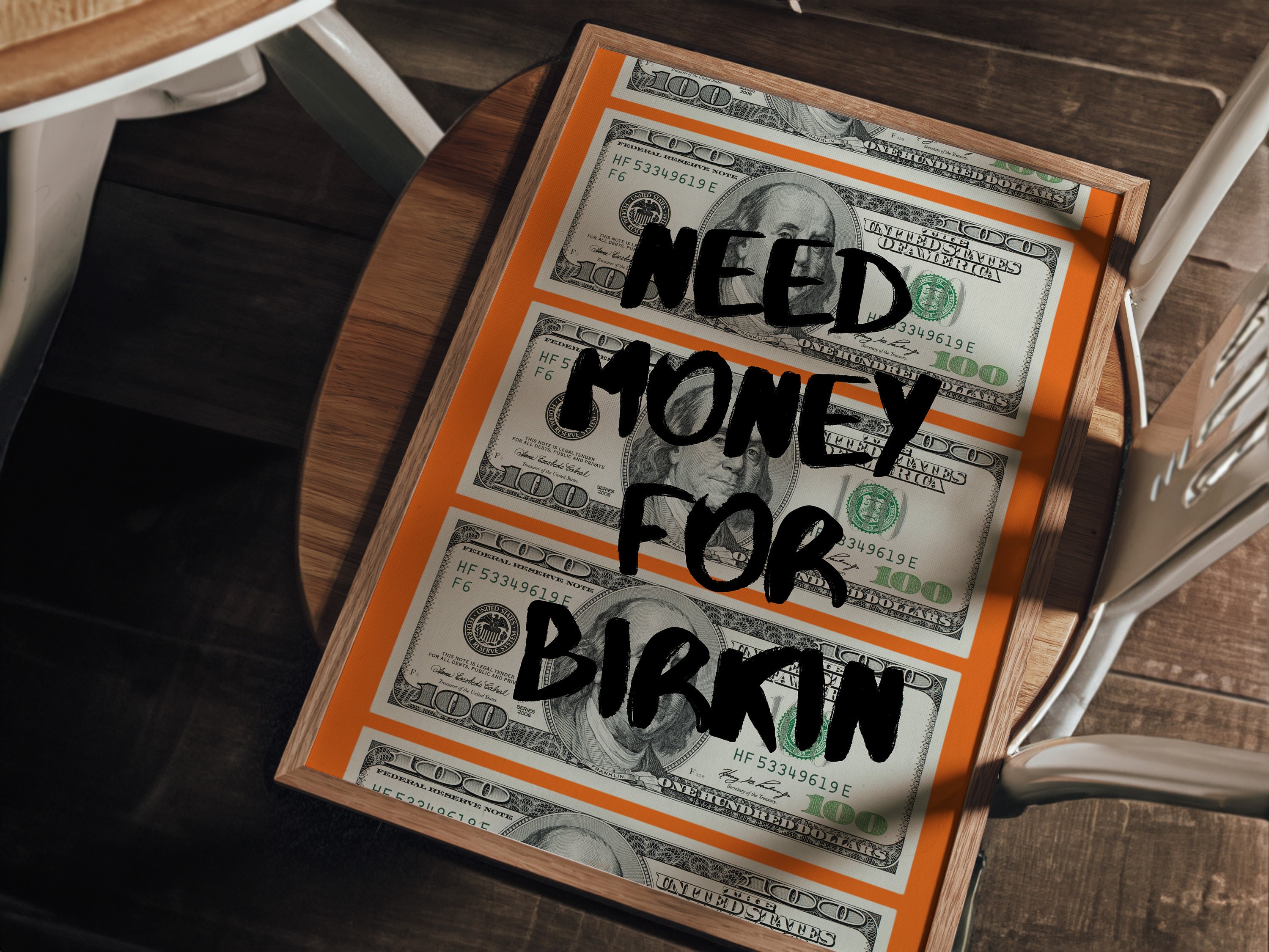 Orange Graffiti Wall Art Preppy Room Decor 'need Money for Birkin ...