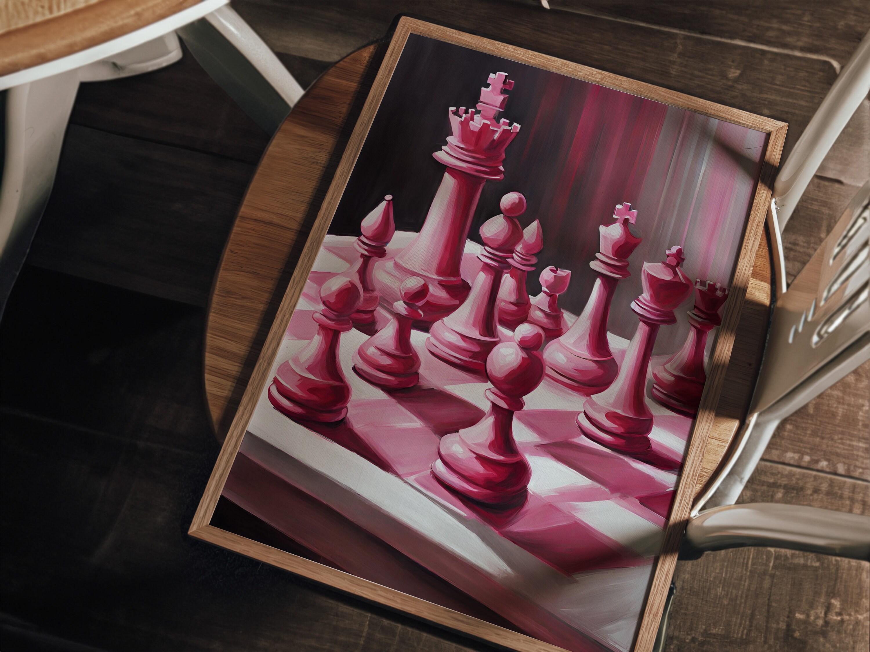 Pink Chess Wall Art Print, Preppy Room Decor, Trendy Wall Art, Bedroom ...